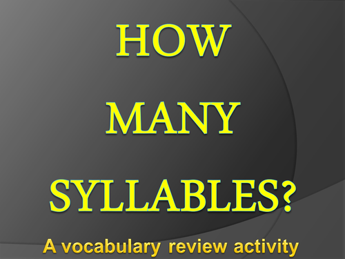 How many syllables? | Teaching Resources