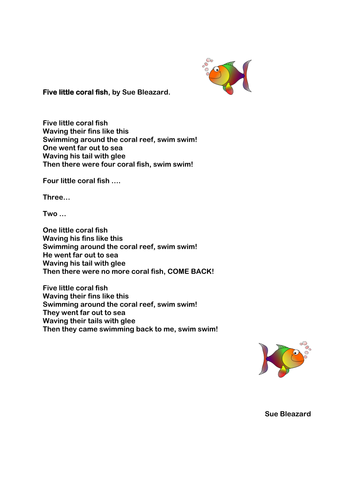 Counting song: Five little coral fish! | Teaching Resources