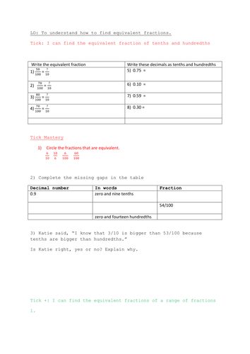Year 4 Equivalent fractions | Teaching Resources