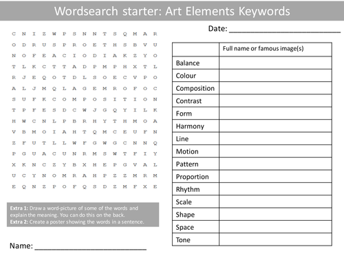 Art Keywords KS3 GCSE Wordsearch Crossword Anagrams Keyword Starters ...