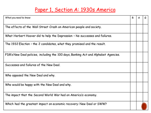 AQA GCSE History Section 1A America. Part 3: Post War America ...