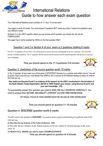 International Relations Edexcel Guide to how to answer each question ...