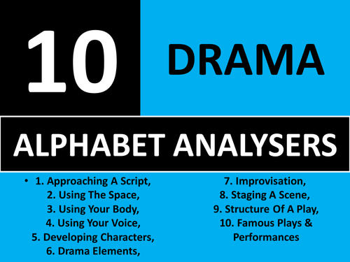10 x Drama Alphabet Brainstorm Analysers GCSE or KS3 Keyword Starters ...