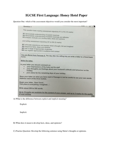 Igcse First Language Review Paper 2 Teaching Resources