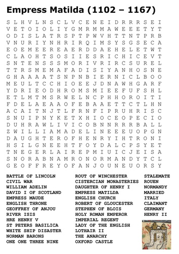 Empress Matilda - Matilda of England Word Search | Teaching Resources
