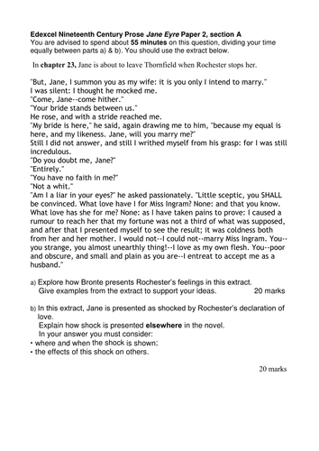 Edexcel Jane Eyre 15 extracts from the novel with questions. by Walbere ...