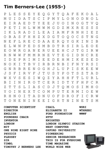 Tim Berners-Lee Inventor of the World Wide Web Word Search | Teaching ...