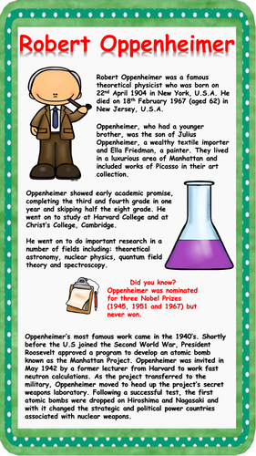 Robert Oppenheimer Reading Comprehension | Teaching Resources