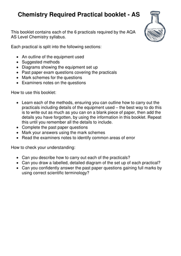 AQA AS level Chemistry Required practical booklet | Teaching Resources AQA AS level Chemistry Required practical booklet | Teaching Resources