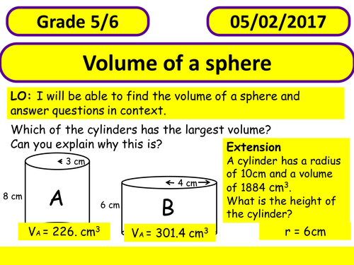 Volume of Sphere | Teaching Resources