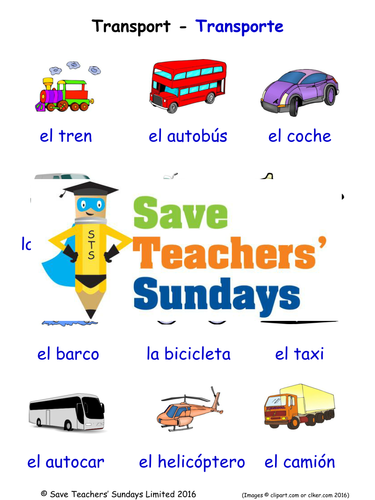 Transport in Spanish Worksheets, Games, Activities and Flash Cards ...