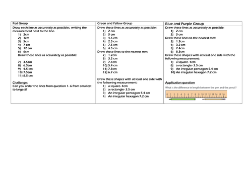 Drawing lines to the nearest cm and mm notebook and worksheet ...