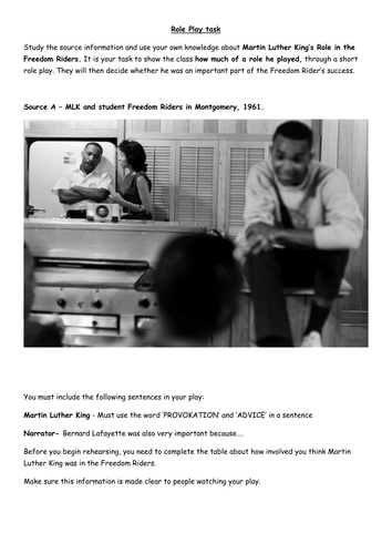Martin Luther King - Role Play Tasks | Teaching Resources