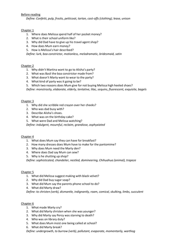 The Worst Thing ABout My Sister Jacqueline Wilson comprehension ...