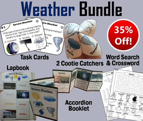 Weather Task Cards and Activities Bundle | Teaching Resources