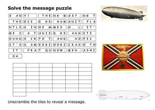 Solve the message puzzle from Hindenburg Disaster | Teaching Resources