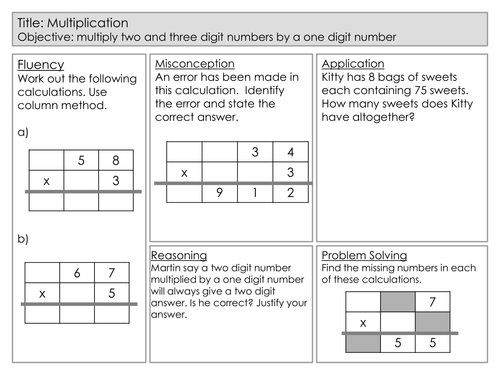 Mastery Maths - Multiplication - multiply two and three digit numbers ...