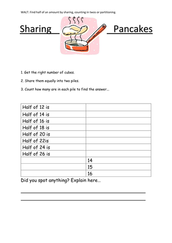 KS1 Finding halves of amounts differentiated three ways. | Teaching ...