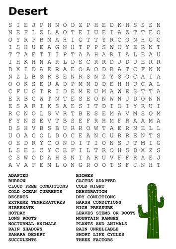 Desert Word Search | Teaching Resources