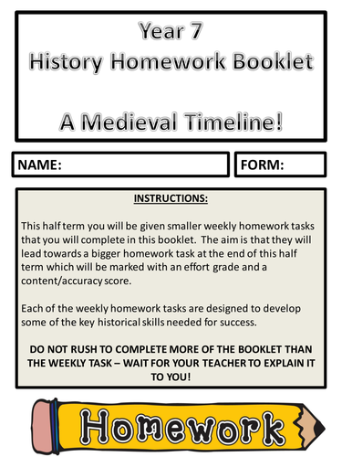 Year 7 Medieval Monarchs homework booklet to last a half term ...