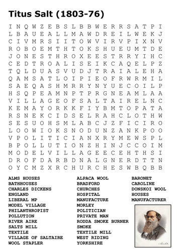 Titus Salt - Industrial Revolution Word Search | Teaching Resources