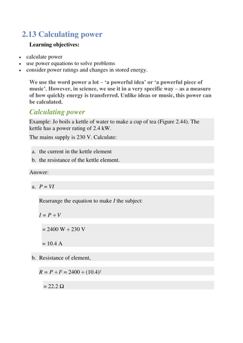 Power = I2R – Designing a Kettle (lesson 15) | Teaching Resources