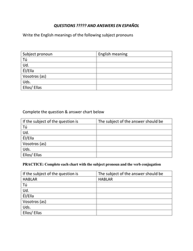 Question and answers in Spanish | Teaching Resources