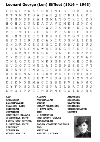Leonard George (Len) Siffleet World War Two Execution Word Search ...