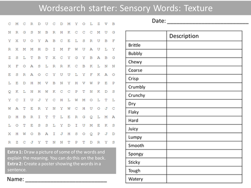 5 x Food Technology Sensory Words Wordearches Analysers KS3 GCSE ...