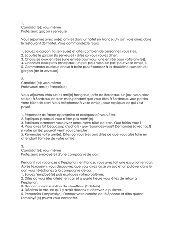 Role Plays in French for GCSE exam | Teaching Resources Role Plays in French for GCSE exam | Teaching Resources