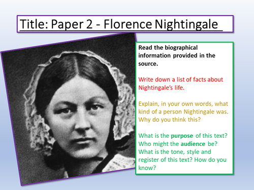 AQA Language Paper 2: Florence Nightingale by Lead_Practitioner ...