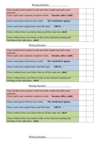 KS1 Writing Interim Framework Self Assessment Checklist (Child Speak ...