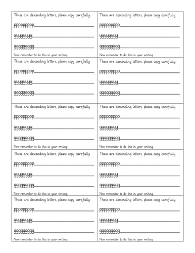 Descending letters writing prompt. use this as a marking tool, cut out ...
