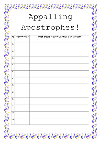 Year 6 SATs revision - Appalling Apostrophes game | Teaching Resources