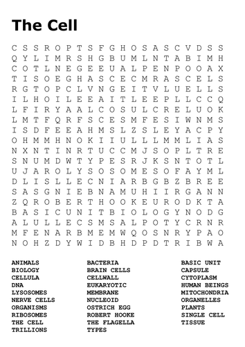 The Cell Word Search | Teaching Resources