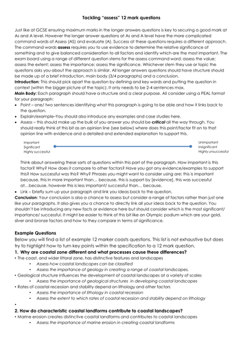 New Edexcel 12 mark coasts questions | Teaching Resources New Edexcel 12 mark coasts questions | Teaching Resources