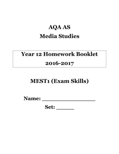 AS Media Studies Independent Study Booklet (version 1.) | Teaching ...