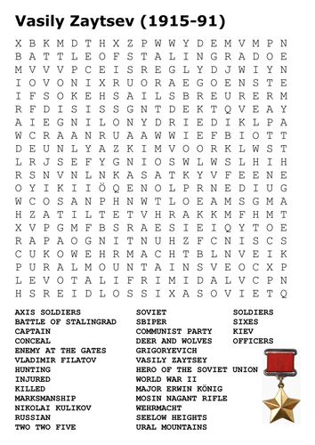 Vasily Zaytsev - Enemy at the Gates Word Search | Teaching Resources