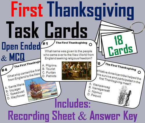 The First Thanksgiving Task Cards | Teaching Resources
