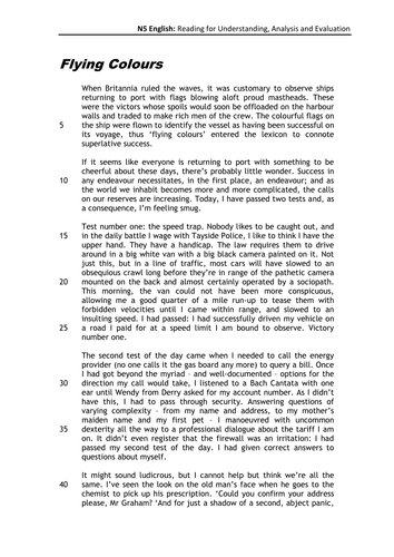 Reading For Understanding Analysis And Evaluation Practice Paper