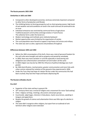 Russian peasants/agriculture 1855-1964 | Teaching Resources