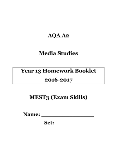 Year 13 Media Skills homework | Teaching Resources