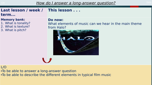 GCSE Film Music Lesson 4 | Teaching Resources