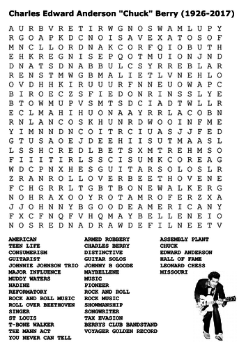 Chuck Berry Word Search by sfy773 - Teaching Resources - Tes