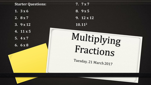 Multiplying Fractions Lesson | Teaching Resources