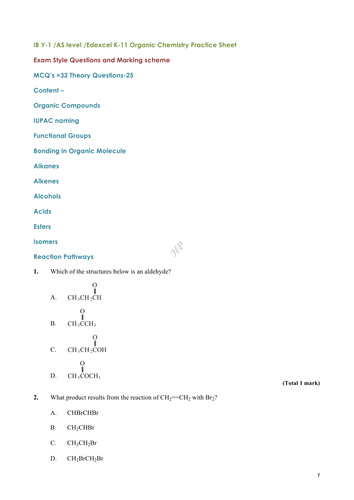 Organic Chemistry Halo alkanes + Isomerism + stereo isomerism Practice ...