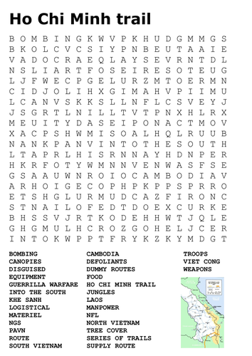 Ho Chi Minh Trail Word Search | Teaching Resources
