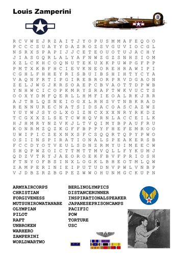 Louis Zamperini Word Search | Teaching Resources