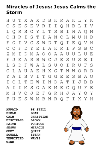 Miracles of Jesus: Jesus Calms the Storm Word Search by sfy773 ...