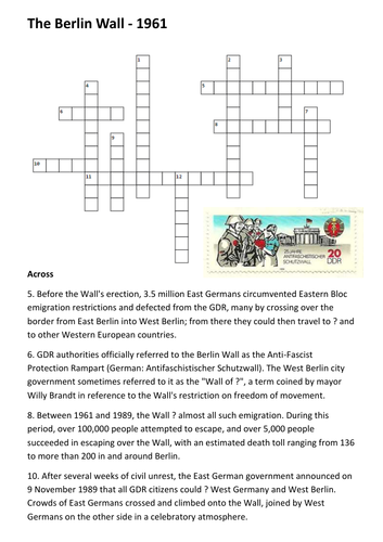 The Berlin Wall Crossword | Teaching Resources